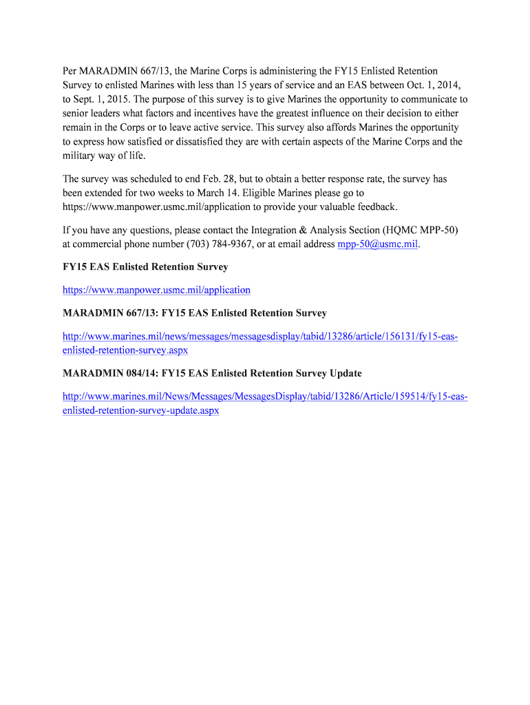Fillable Online Per MARADMIN 667/13, the Marine Corps is administering ...