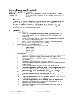 Fillable Online coreknowledge Science Biography Scrapbook Fax Email ...