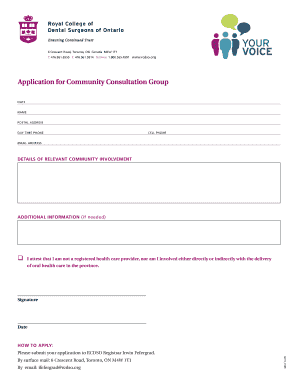 Fillable Online Application for Community Consultation Group Fax Email ...