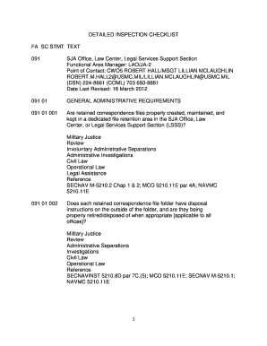 Fillable Online DETAILED INSPECTION CHECKLIST Fax Email Print - pdfFiller
