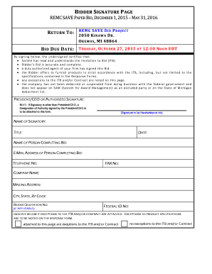 Fillable Online vendorcenter remcbids BID RESPONSE FORM Fax Email Print ...