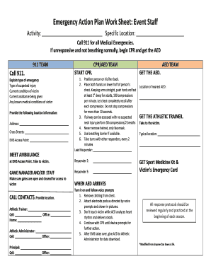 Fillable Online Emergency Action Plan Work Sheet Fax Email Print ...