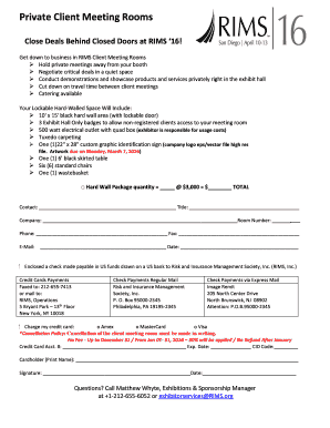 Fillable Online rims Client Meeting Rooms - RIMS Fax Email Print - pdfFiller