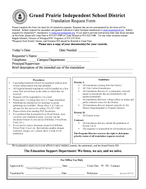 Fillable Online gpisd TranslationRequestForm template.docx Fax Email ...