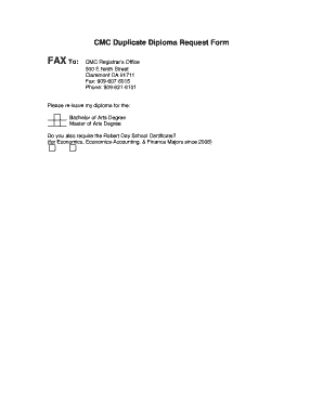 Fillable Online cmc CMC Duplicate Diploma Request Form Fax Email Print ...