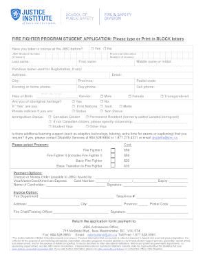 Fillable Online FIRE FIGHTER PROGRAM STUDENT APPLICATION- Please type ...