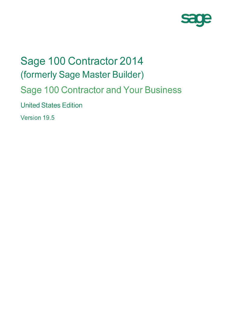 Fillable Online Sage 100 Contractor2014 (formerly Sage Master Builder ...