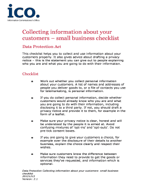 Fillable Online Collecting information about your customers small Fax ...