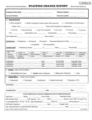 Fillable Online northcolonie Staffing Change Report Fax Email Print ...