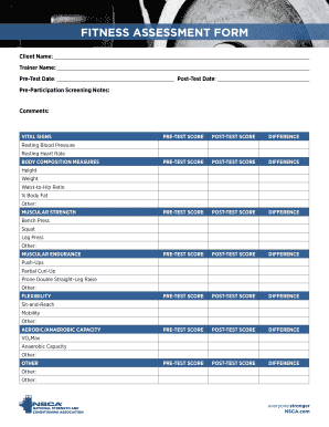 Fillable Online test nsca-lift FITNESS ASSESSMENT FORM - National ...