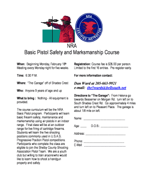 Fillable Online NRA Basic Pistol Safety and Marksmanship Course Fax ...