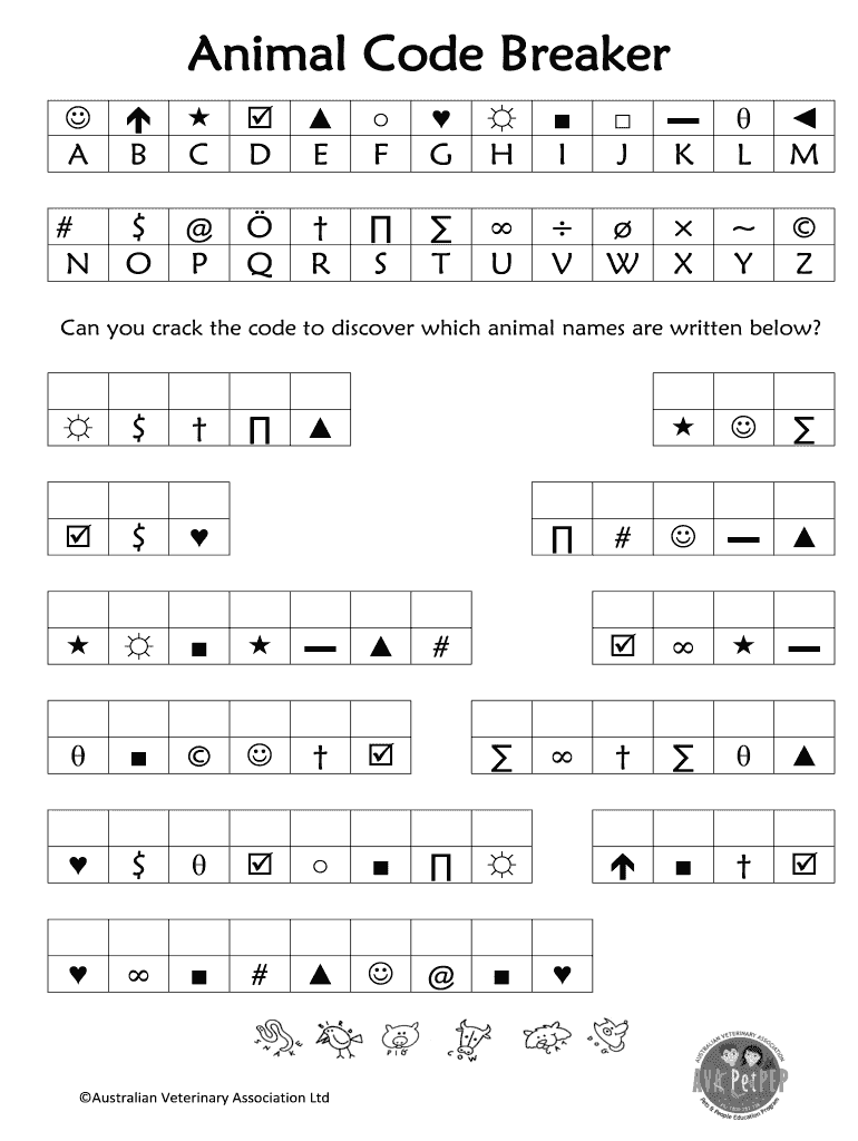 Fillable Online Animal Code Breaker - The Australian Veterinary ...