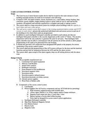 Fillable Online CARD ACCESS CONTROL SYSTEM: Fax Email Print - pdfFiller