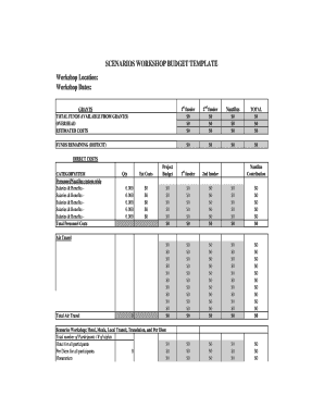 Fillable Online SCENARIOS WORKSHOP BUDGET TEMPLATE Fax Email Print ...