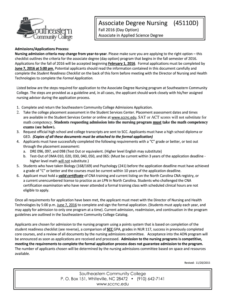 Fillable Online Associate Degree Nursing (45110D) Fax Email Print - pdfFiller