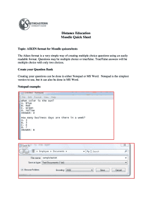 Fillable Online Moodle Quick Sheet Fax Email Print - pdfFiller