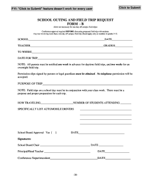 Fillable Online SCHOOL OUTING AND FIELD TRIP REQUEST FORM - B Fax Email ...