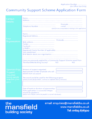 Fillable Online mansfieldbs co Community Support Scheme Application ...