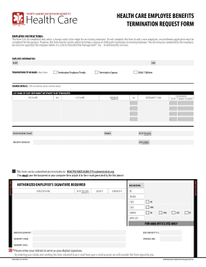 Fillable Online Health Care HEALTH CARE EMPLOYEE BENEFITS TERMINATION ...