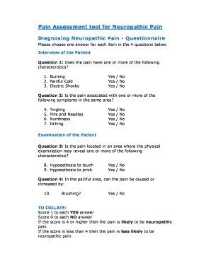 Fillable Online Pain Assessment tool for Neuropathic Pain Fax Email ...