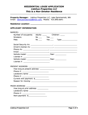 Fillable Online Residential Lease Application Form With Instructions Fax Email Print - pdfFiller