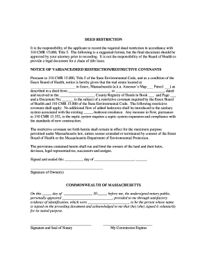 Fillable Online essexma DEED RESTRICTION - essexma Fax Email Print ...