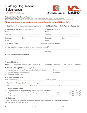 Fillable Online Building Regulations Submission Fax Email Print - pdfFiller