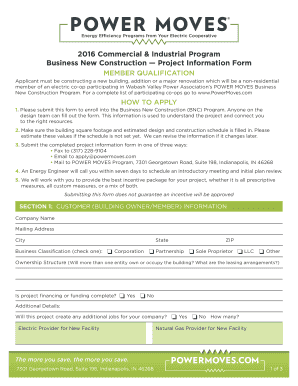 Fillable Online Business New Construction Project Information Form Fax ...