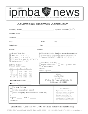 Fillable Online ipmba Advertising Info Sheet 2014 Fax Email Print ...