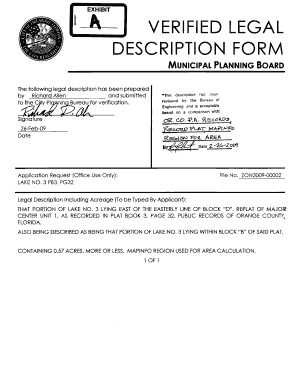 Fillable Online EXHIBIT VERIFIED LEGAL DESCRIPTION FORM Fax Email Print ...
