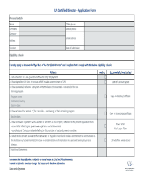 Fillable Online ILA Certified Director - Application Form Fax Email ...