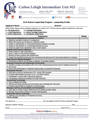 Fillable Online cliu CLIU School Leadership Program Leadership Profile ...