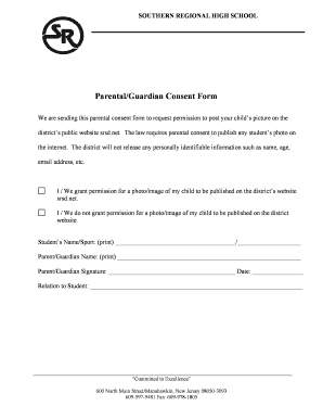Fillable Online ParentalGuardian Consent Form - srsdnet Fax Email Print ...