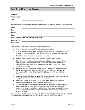 Fillable Online Pet application form - Property management Fax Email ...