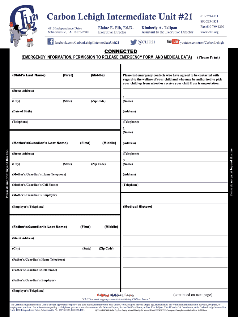 Fillable Online cliu com/CarbonLehighIntermediateUnit21 - cliu Fax ...
