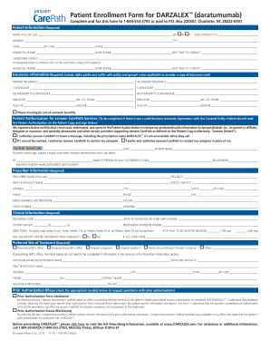 Fillable Online Patient Enrollment Form for DARZALEX daratumumab Fax ...
