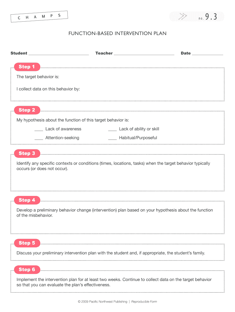 Fillable Online Function-BaseD intervention plan - InghamISD Fax Email ...