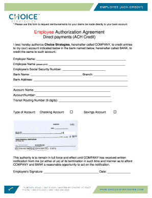 Fillable Online Employee ACH Agreement - Credit.doc Fax Email Print ...