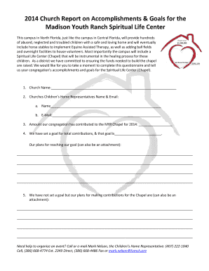 Fillable Online tools flumc 2014 Church Report on Accomplishments Goals ...