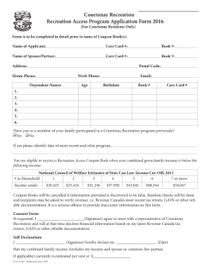 Fillable Online Courtenay Recreation Recreation Access Program ...