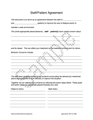 Fillable Online therenalnetwork StaffPatient Agreement - The Renal Network - therenalnetwork Fax ...