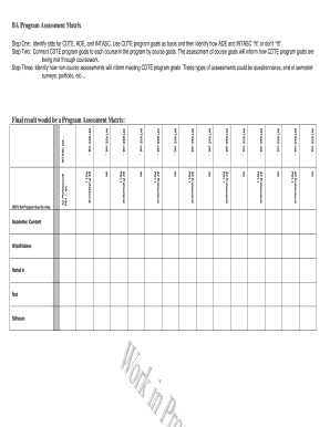 Fillable Online BA Program Assessment Matrix - dinecollegeedu Fax Email ...