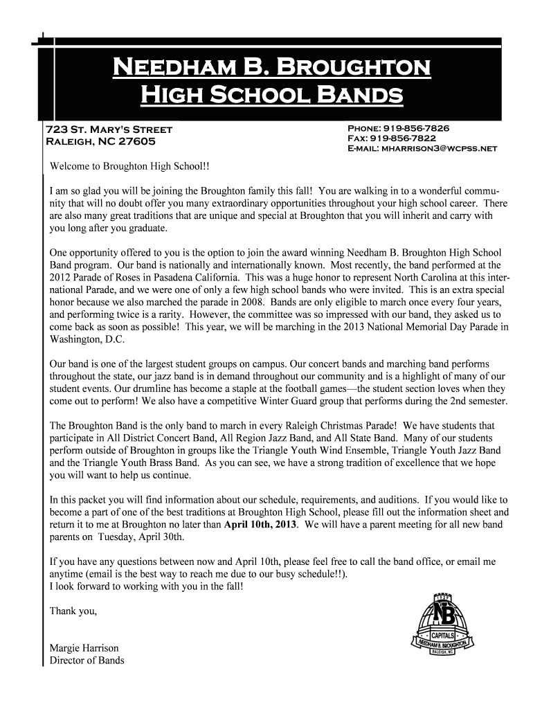 Fillable Online High School Bands Fax Email Print - pdfFiller