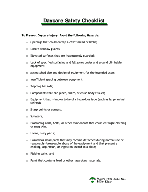 Fillable Online Daycare Safety Checklist Fax Email Print - pdfFiller