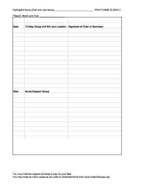 Fillable Online indiananurses Participant Name First and Last Name ...