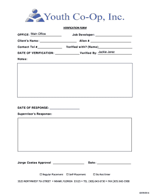 Fillable Online VERIFICATION FORM - databycooporgb Fax Email Print ...