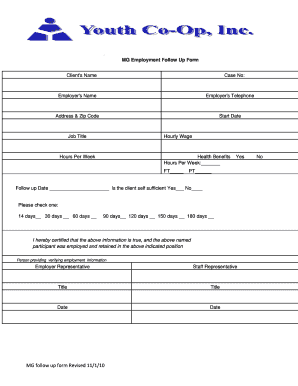 Fillable Online MG Follow up form reviseddocx Fax Email Print - pdfFiller