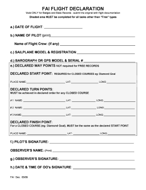 Fillable Online ssa GPS FLIGHT DECLARATION Fax Email Print - pdfFiller