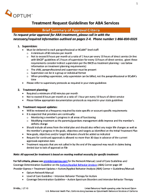 Fillable Online Treatment Request Guidelines for ABA Services Fax Email ...