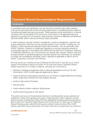 Fillable Online Treatment Record Documentation Requirements Fax Email ...